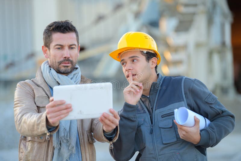 Worker Making Silence Gesture Stock Image - Image of builder, person ...