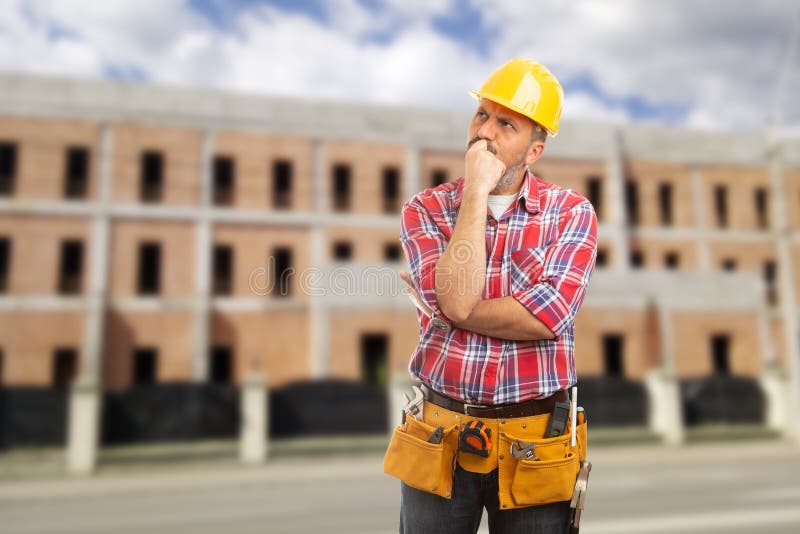 Worker Making Thinking Gesture with Hands Stock Image - Image of ...