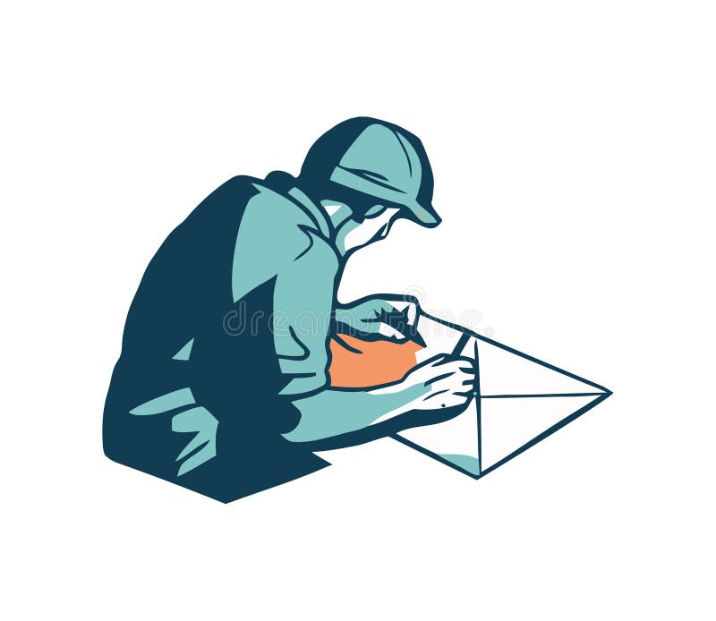 Worker Man with Blueprint Working Stock Vector - Illustration of ...