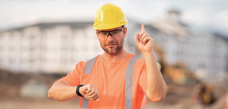 Worker Man on the Building Construction. Construction Site Worker in ...