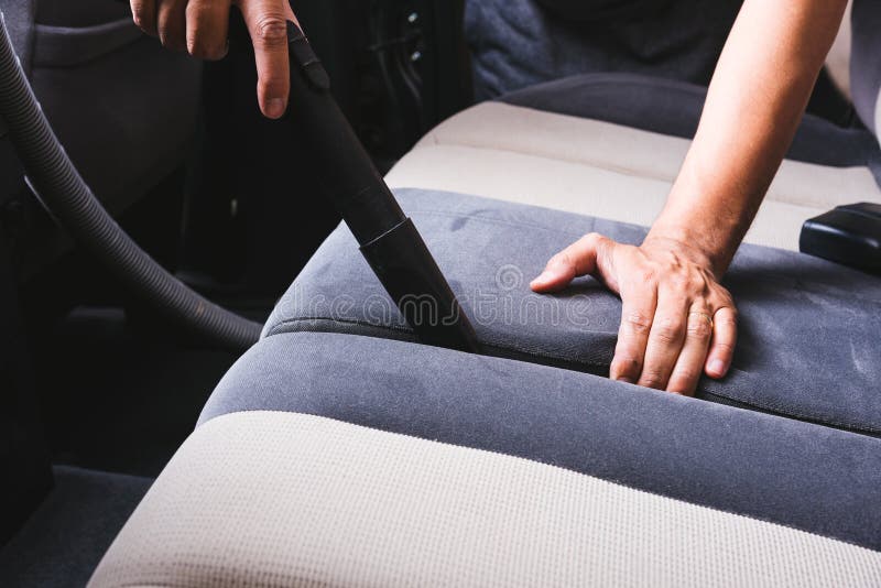 Worker Man Cleaning Dust Interior Vacuum Inside Car Stock Image - Image ...