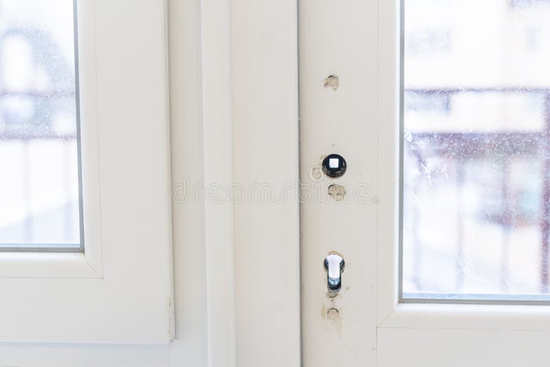 Worker Man Installs Plastic Windows and Doors with Double-glazed White ...