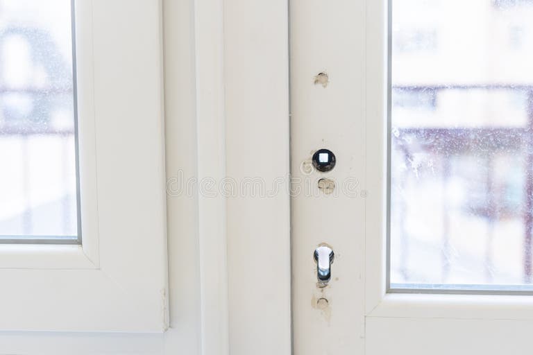 Worker Man Installs Plastic Windows and Doors with Double-glazed White ...
