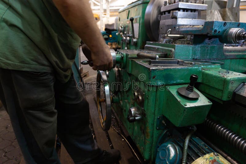 The Worker, the Man, Makes Mechanical Actions of the Machine Control ...