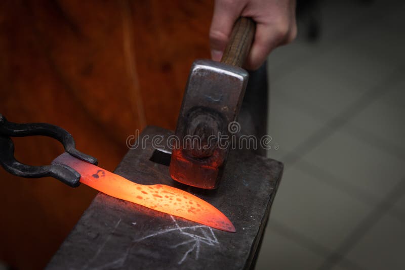 Man Hands are Manufacturing a Steel Knife Stock Image - Image of ...