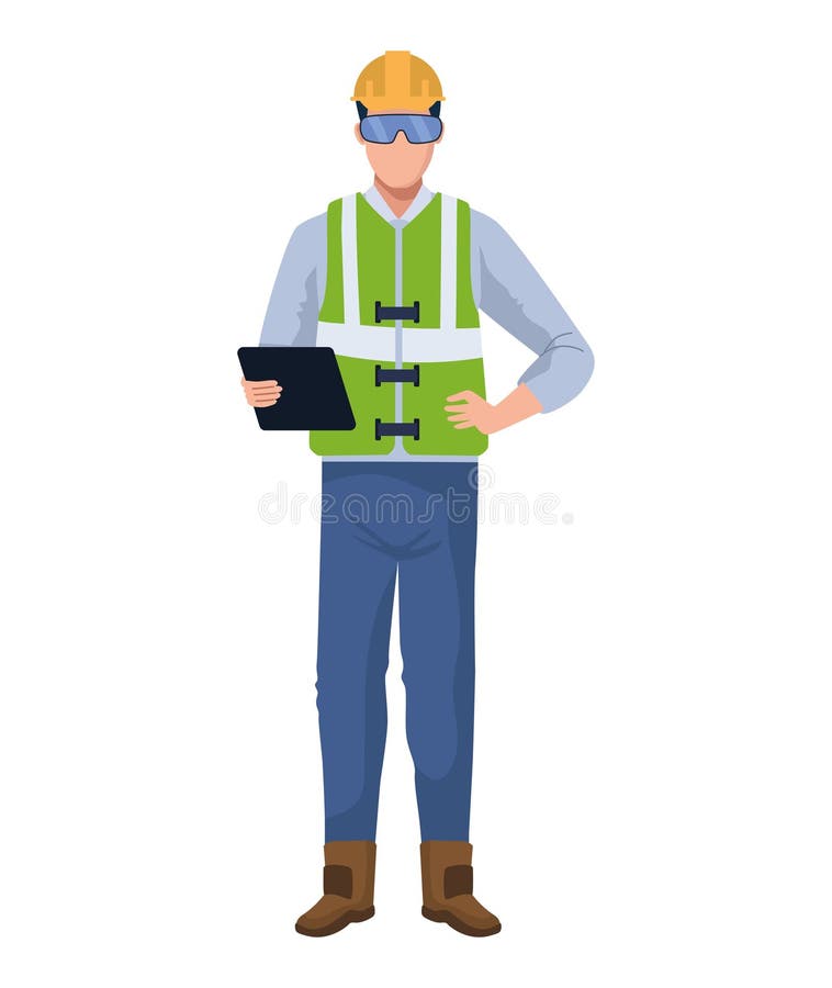 Worker Man Wearing Safety Equipment Stock Vector - Illustration of ...