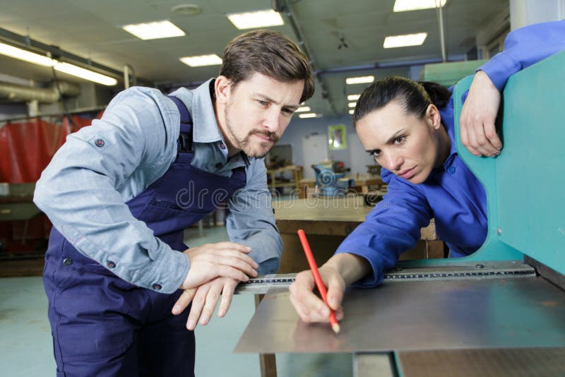 Worker Marking Position on Sheet Metal Stock Image - Image of manual ...