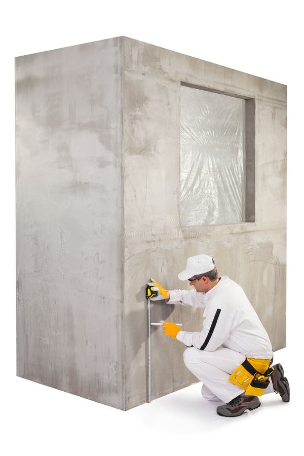 Worker Measuring the Level with Tape Stock Image - Image of experience ...