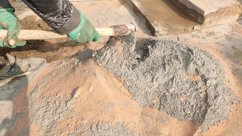 Worker Mixing Cement with Bajari Stock Image - Image of mason, labor ...
