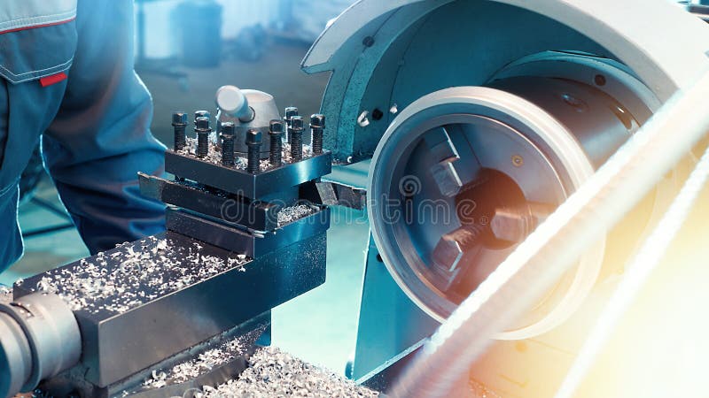 Modern lathe with CNC stock image. Image of cutter, lathe - 93209107