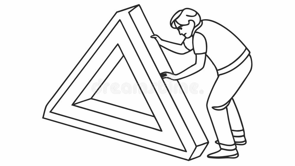 Worker Moving Large Triangle Block Vector, Construction and Building ...
