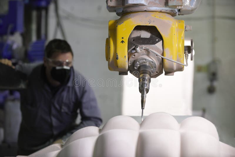 Worker and Multi Axis Machine Stock Photo - Image of floor, occupation ...