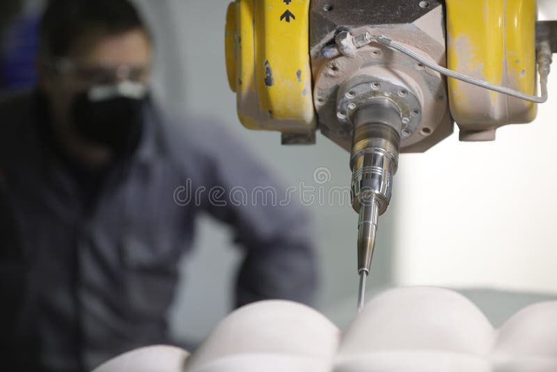Worker and Multi Axis Machine Stock Image - Image of tools, employee ...