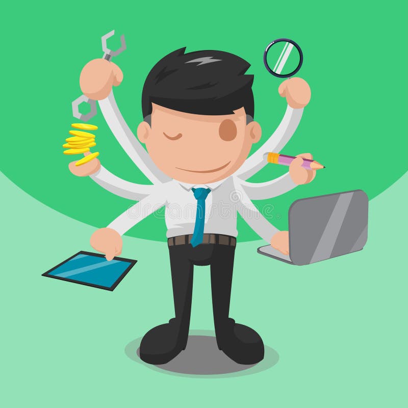 Worker Multitask Business Finance Hand Vector Stock Illustration ...