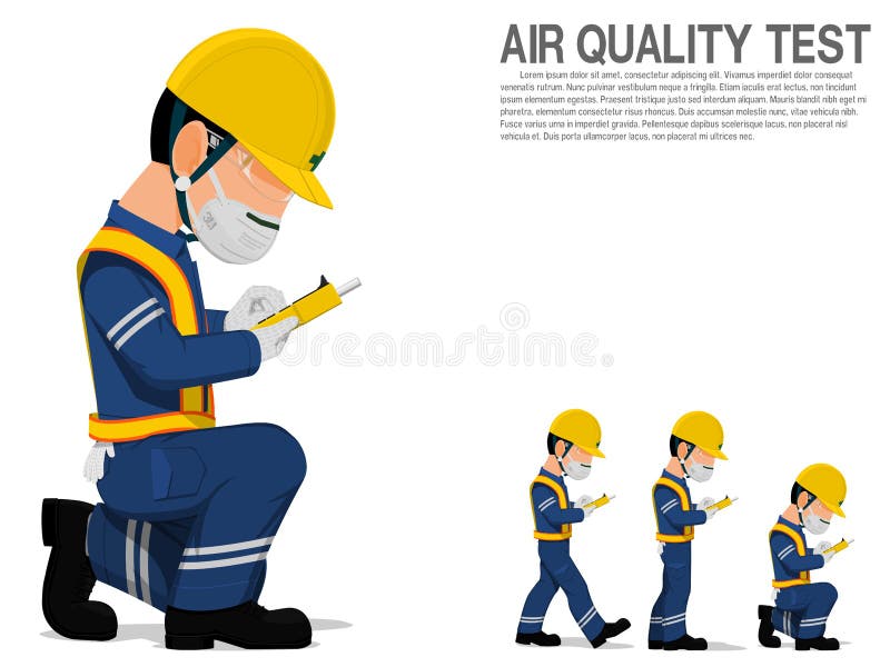 A Worker with N95 Protective Mask is Testing Air Quality Stock Vector ...