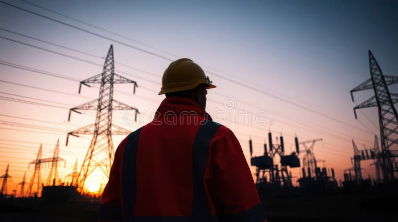 Sunset Electrical Substation Stock Illustrations – 487 Sunset ...