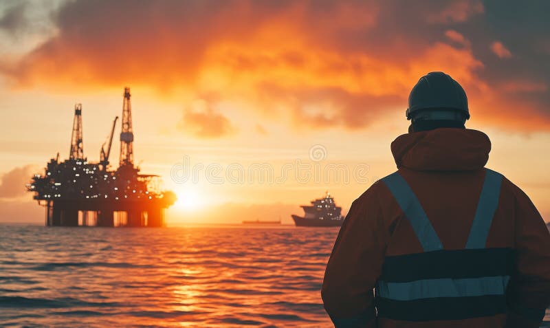 Worker Observing Offshore Oil Rig Operations Stock Illustrations – 17 ...