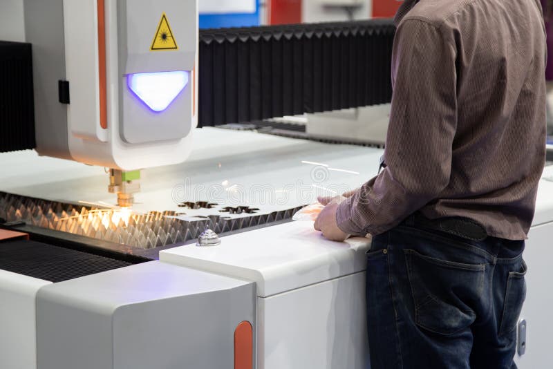 Worker Operate CNC Laser Cutting Machine Stock Photo - Image of ...