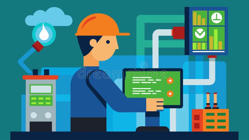 A Worker Operating the Advanced Computer Systems that Control the ...