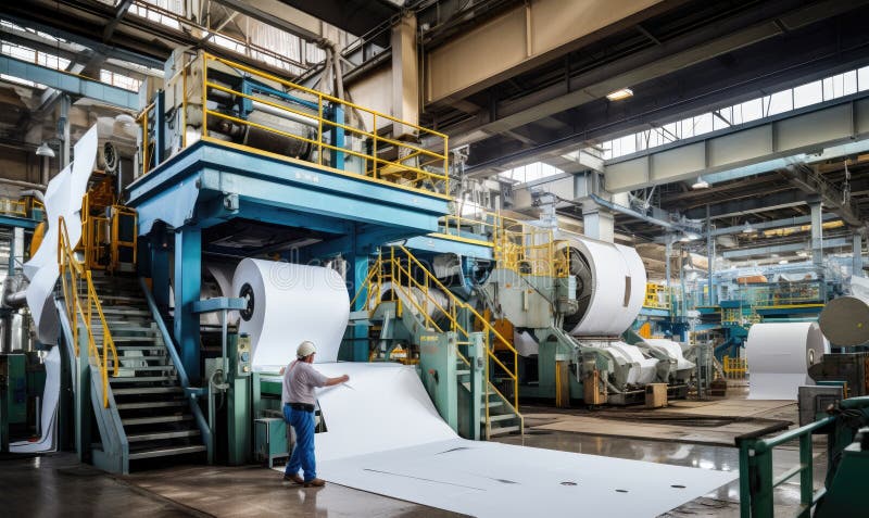 A Worker Operating Heavy Machinery in an Industrial Factory Stock ...
