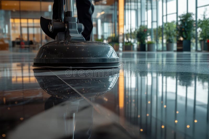 A Worker is Operating a High-speed Polisher on a Hard Floor Stock Photo ...