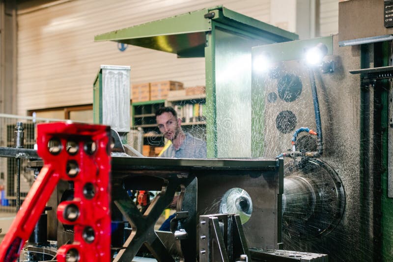 Worker Operating Industrial Milling Machine Stock Photo - Image of ...