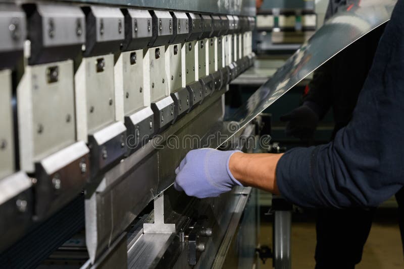 Worker Operating Metal Press Machine at Workshop Stock Image - Image of ...