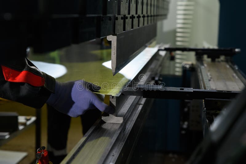 Worker Operating Metal Press Machine at Workshop Stock Image - Image of ...