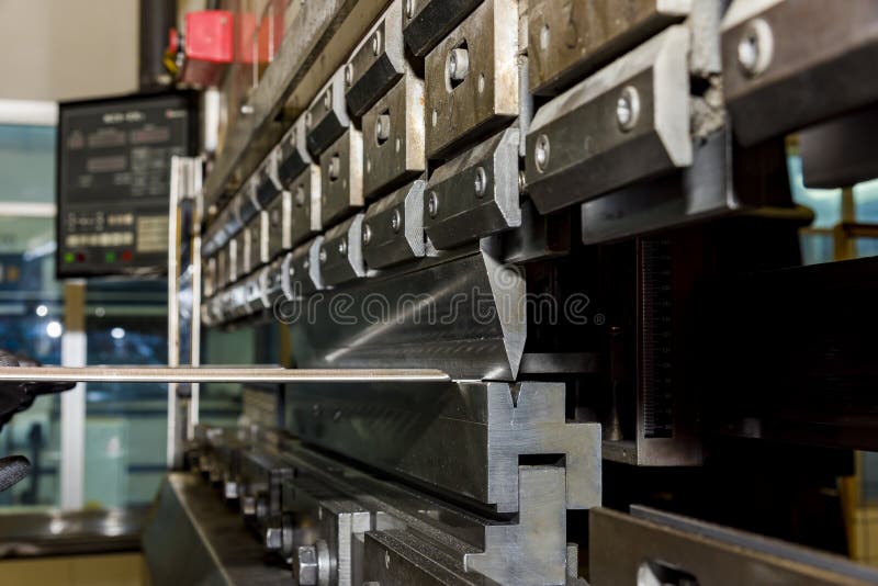 Worker Operating Metal Press Machine at Workshop Stock Photo - Image of ...