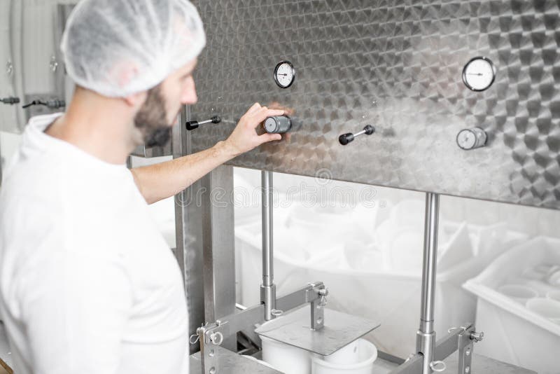 Worker at the Cheese Manufacturing Stock Image - Image of male, plant ...