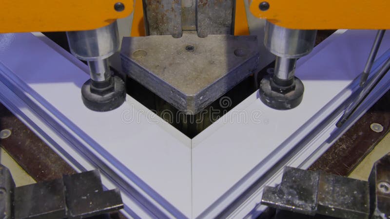 Worker Operating Welding Machine in Factory. Pvc Window Welding Machine ...