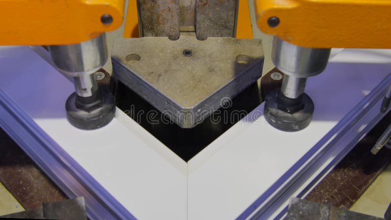 Worker Operating Welding Machine in Factory. Pvc Window Welding Machine ...