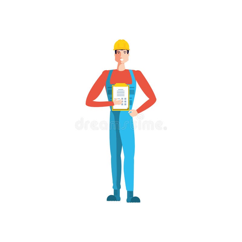 Worker Operator Industrial with Checklist Stock Illustration ...