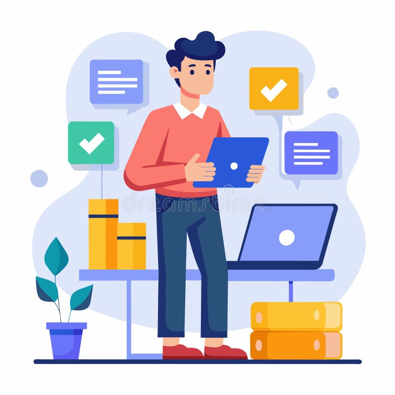 A Worker Organizing Documents and Data on a Laptop Computer, Worker ...