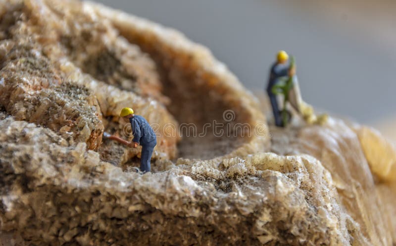 Worker in Outdoor Mine Stone Granite Stock Image - Image of stone ...