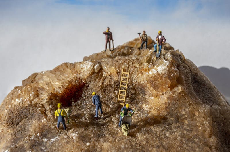 Worker in Outdoor Mine Stone Granite Stock Photo - Image of granite ...