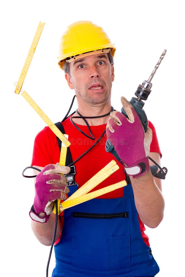 Worker is over-worked stock image. Image of constructor - 44036011