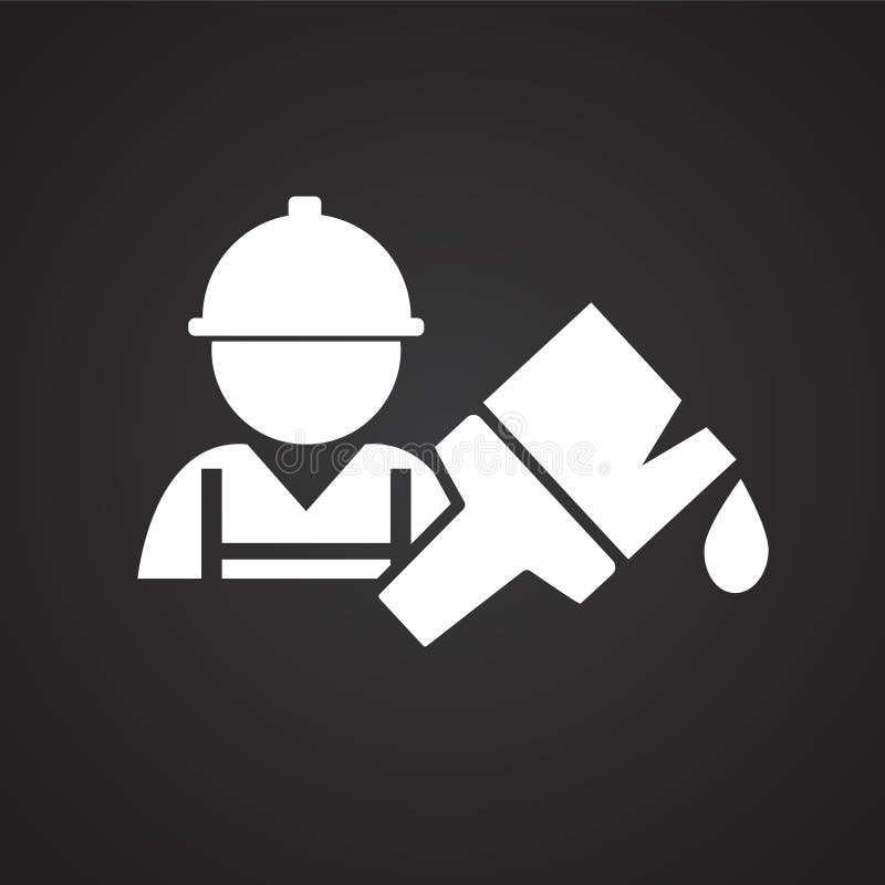 Worker with Paint Brush on Black Background Stock Vector - Illustration ...