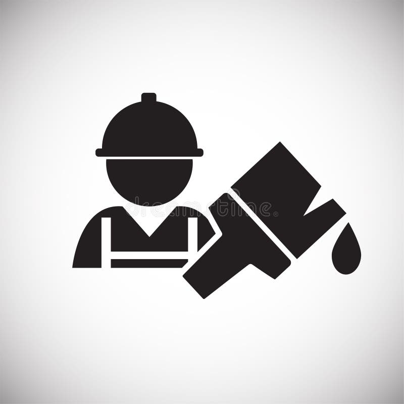 Worker with Paint Brush on White Background Stock Vector - Illustration ...