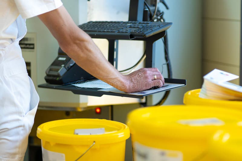 Worker and Paint Dispenser. Mixer Combined Tinting Machine. Ink Mixing ...