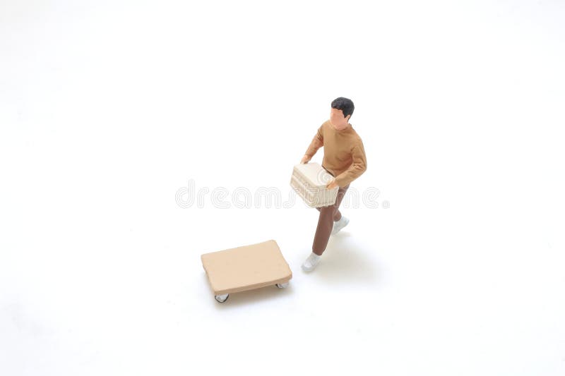 Worker with Pallet Jack and Box Handling Scene Stock Photo - Image of ...