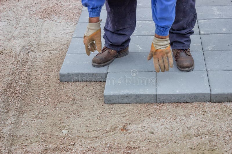 Worker Paving New Sidewalk 3 Stock Image - Image of human, city: 39341983