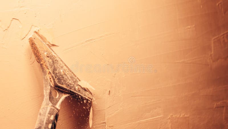 The Worker Peels Off the Paint. Close Up Stock Image - Image of ...