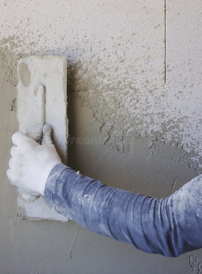 Worker Performs Internal Plaster Stock Image - Image of distribution ...