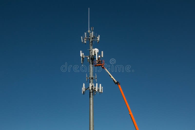Cell Tower Repair 3 stock image. Image of repair, mobile - 228836533