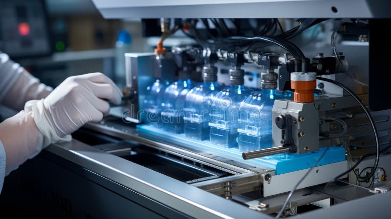 Worker on the PET Bottle Packaging and Processing Line on the Beverage ...