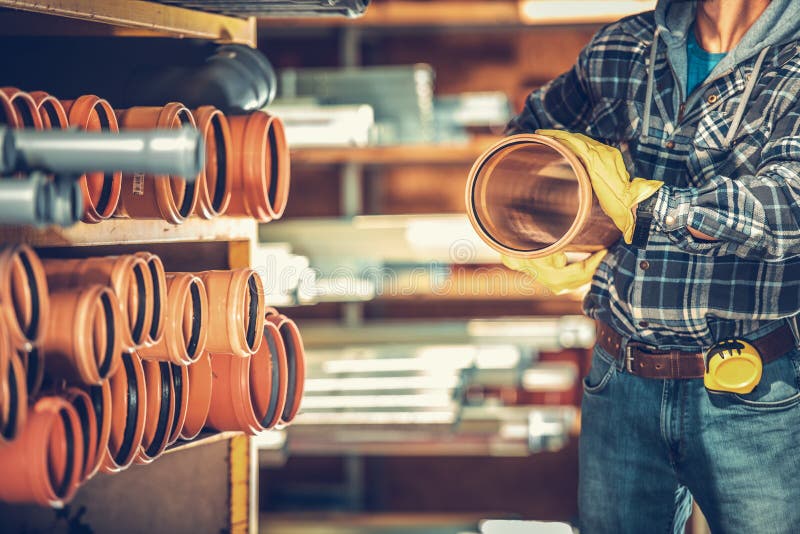 Worker with Pipe Wrench on Pipeline Stock Image - Image of power ...