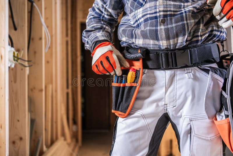 Skilled Worker Preparing Tools in a Construction Site Environment Stock ...