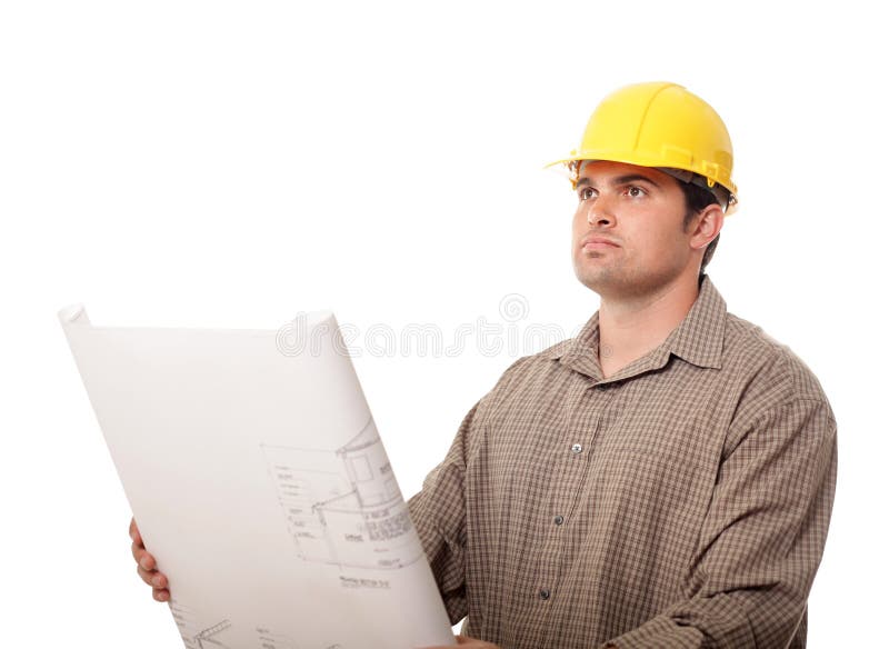 Full Length Construction Worker Stock Image - Image of document, notes ...