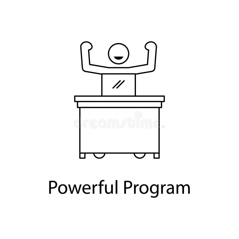 Worker with Powerful Program Icon. Element People at the Workplace for ...